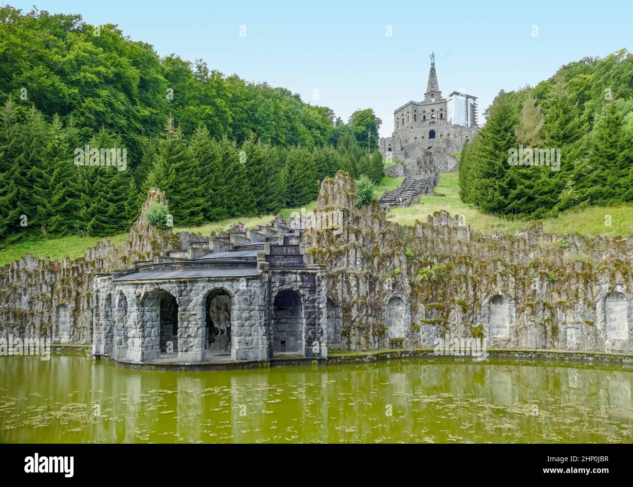 The Hercules monument at the Bergpark Wilhelmshoehe in Kassel, Germany ...