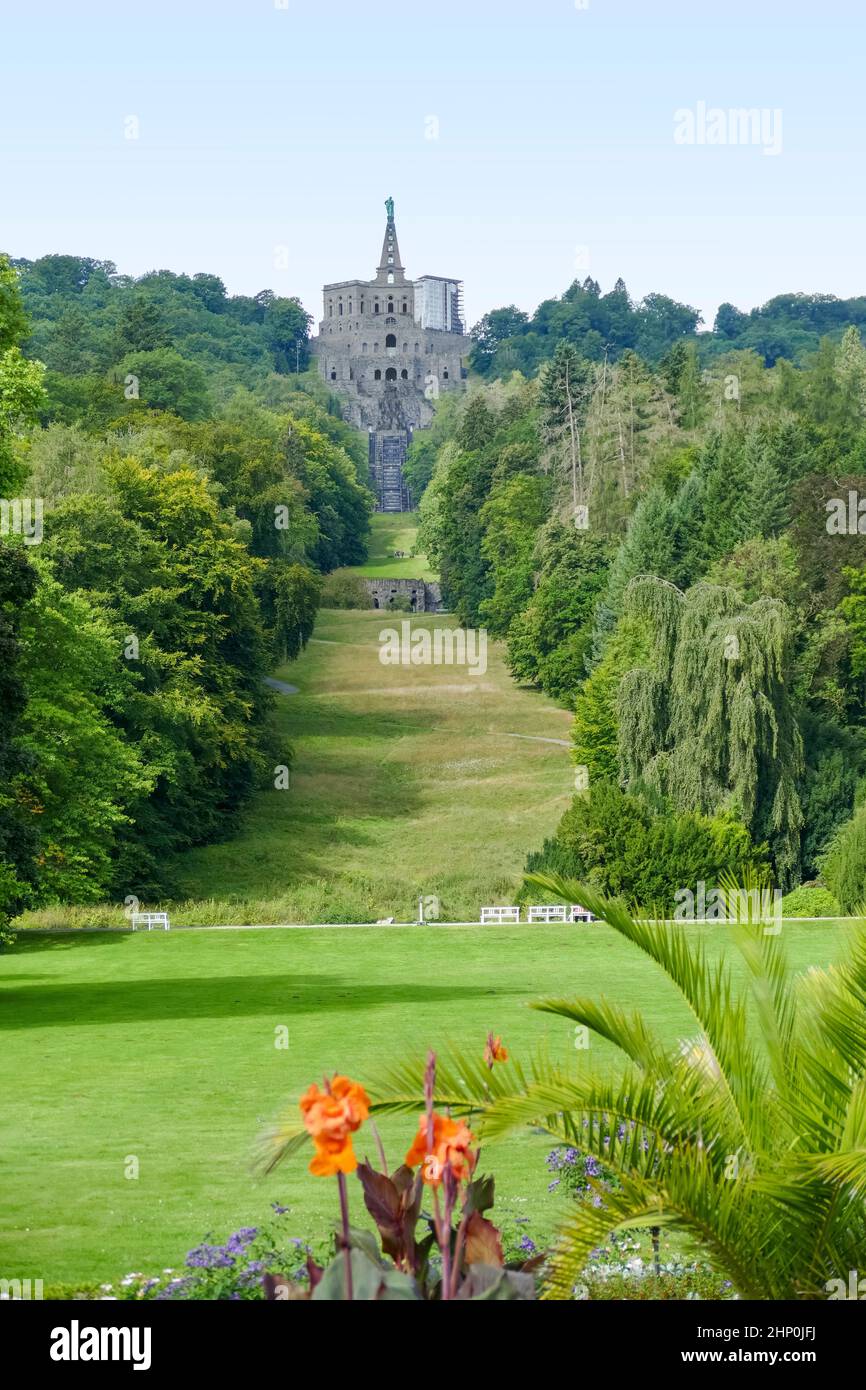 The Hercules monument at the Bergpark Wilhelmshoehe in Kassel, Germany ...