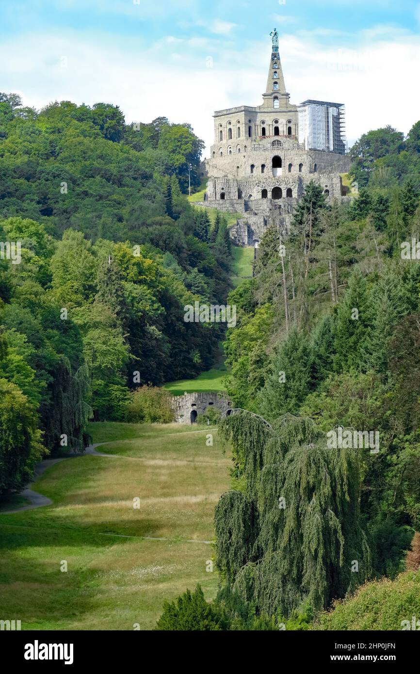 The Hercules monument at the Bergpark Wilhelmshoehe in Kassel, Germany ...