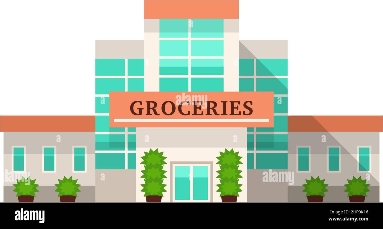Groceries store facade. Big city buiding front Stock Vector Image & Art ...