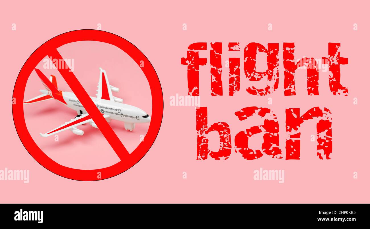 Top view of a toy plane with a ban sign and the inscription flight ban ...