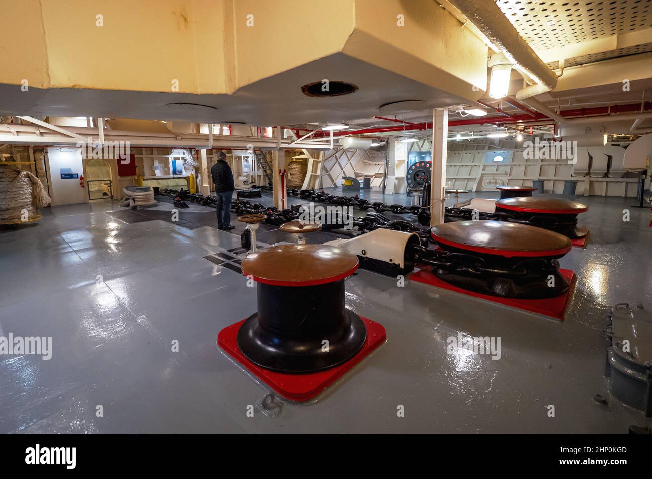 View of the anchor chain room aboard the USS Intrepid aircraft carrier ...