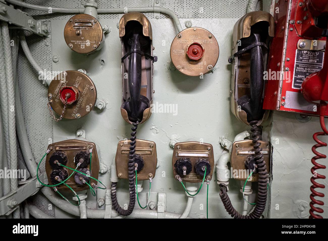 Detail view of the communication systems on board the USS Intrepid ...