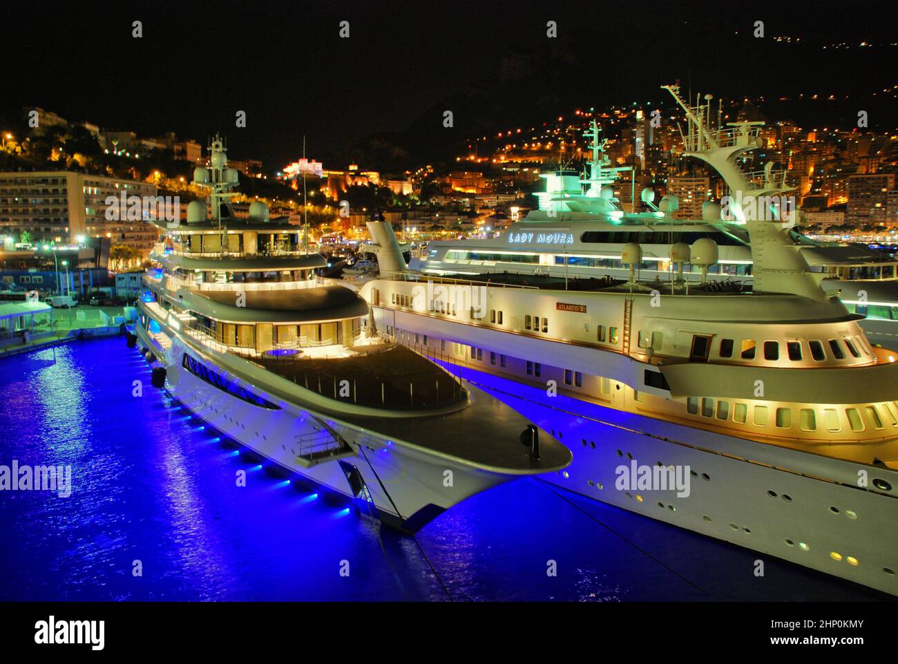 Monaco harbor at night Stock Photo - Alamy