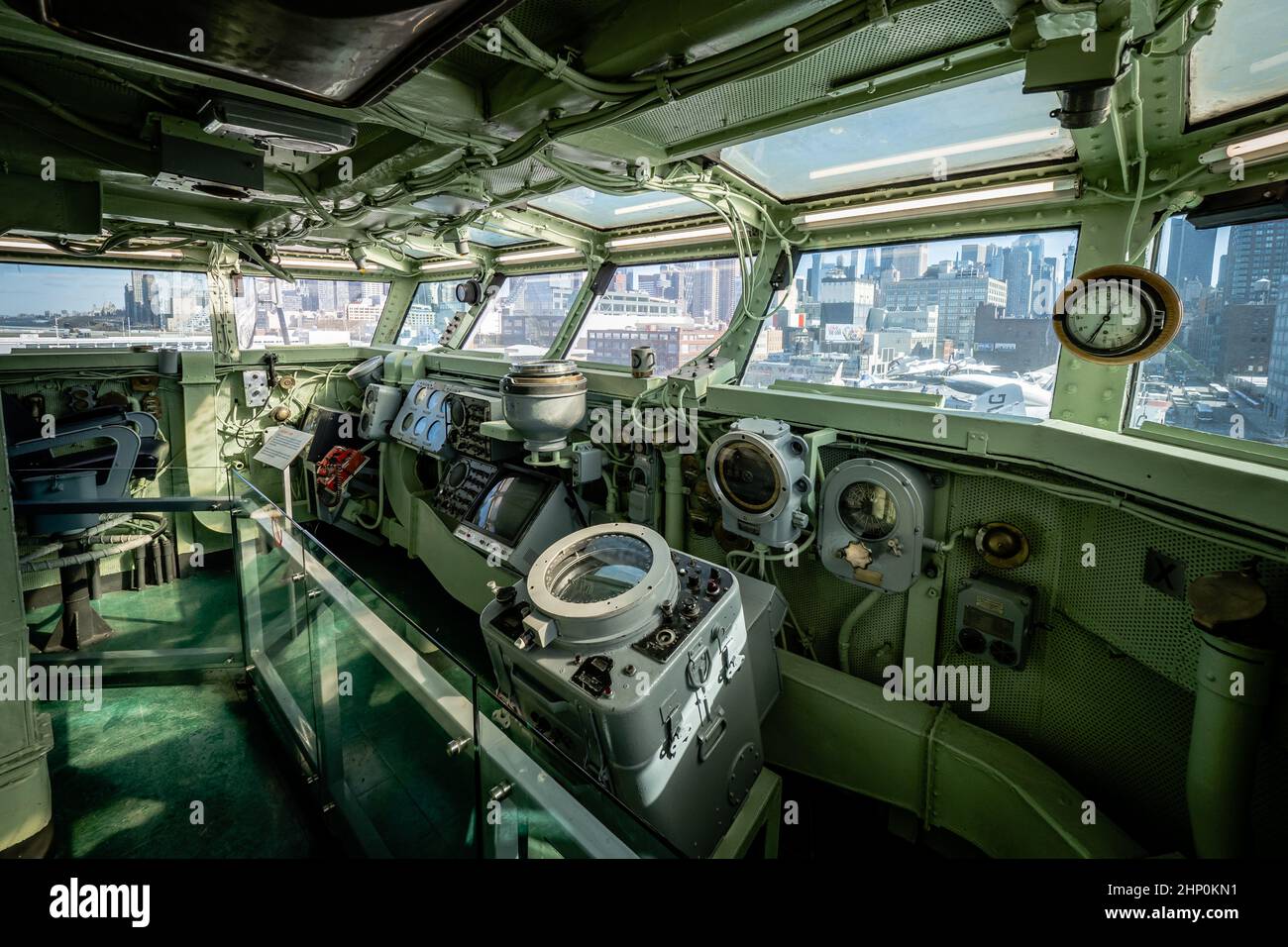 View of the navigation and command bridge of the USS Intrepid aircraft ...