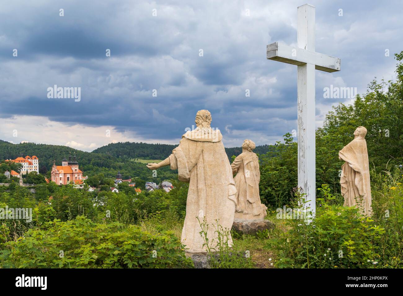 Castle and church in Valec, Western Bohemia, Czech Republic Stock Photo ...