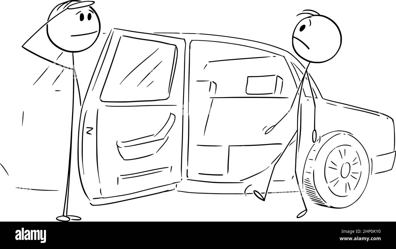 Celebrity or Politician Get in Limousine Car , Vector Cartoon Stick ...