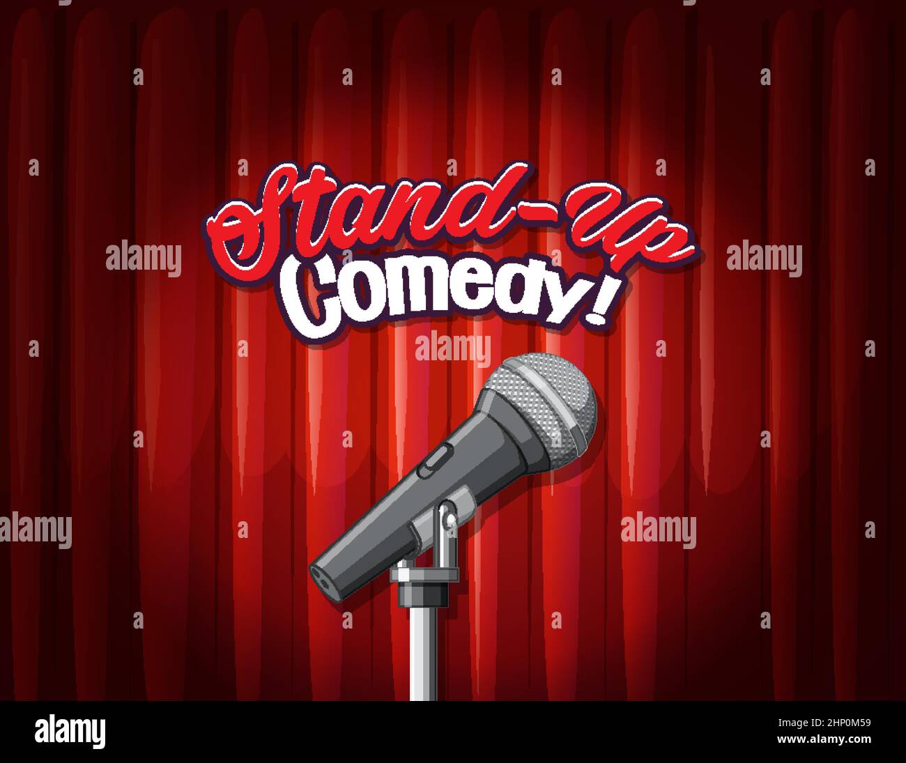Stand up comedy banner with red curtains background illustration Stock ...