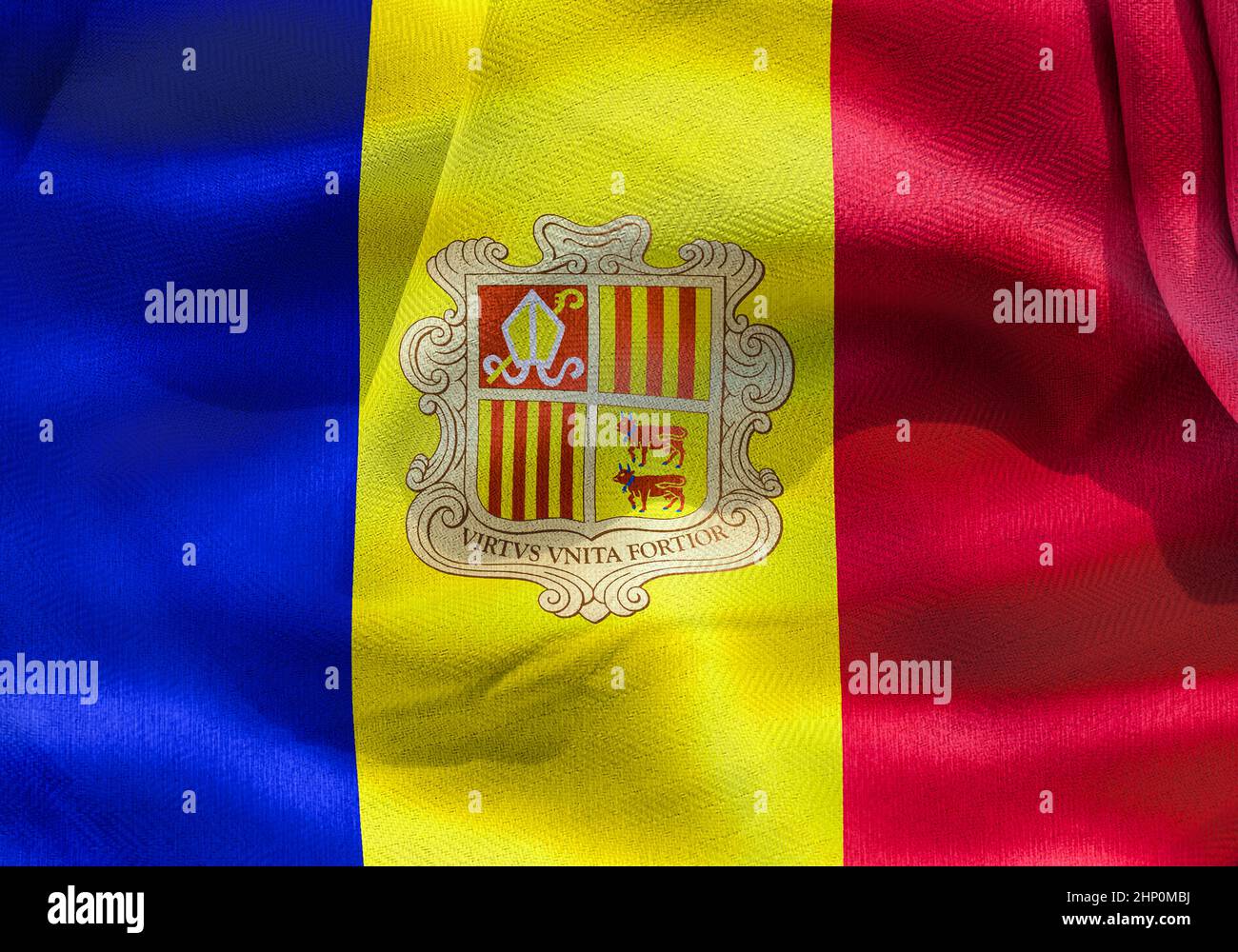 Andorra flag - realistic waving fabric flag Stock Photo - Alamy
