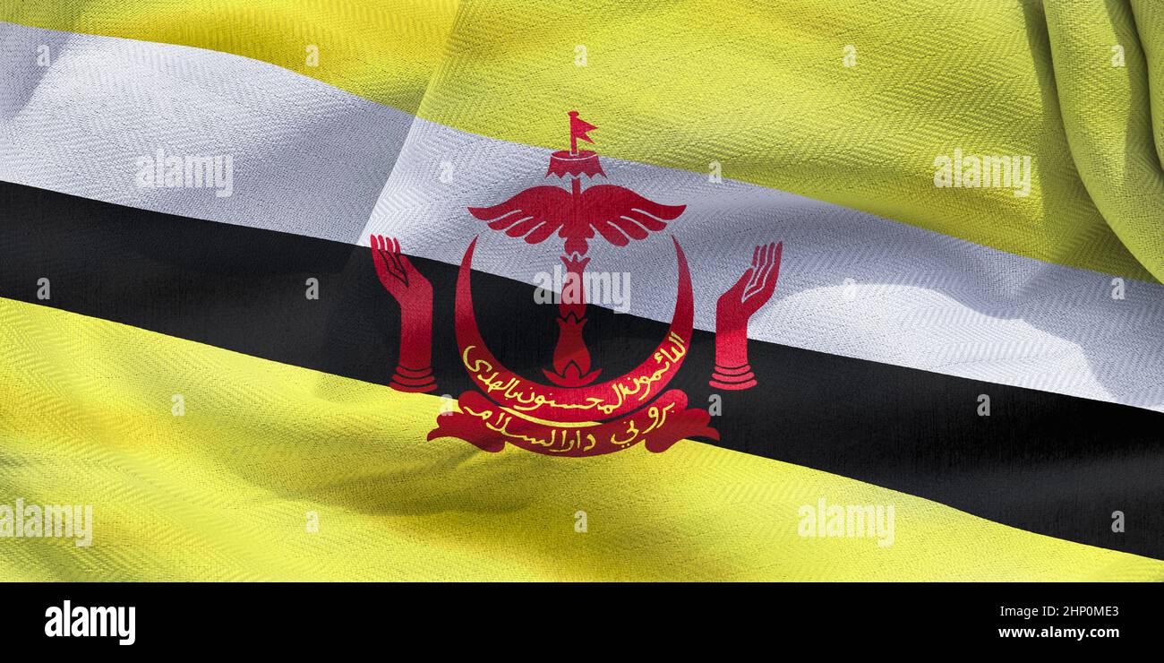 Brunei flag - realistic waving fabric flag Stock Photo - Alamy