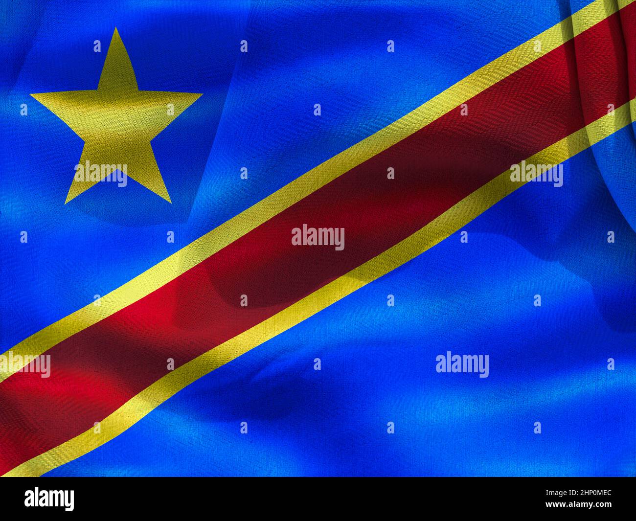 Democratic Republic of the Congo flag - realistic waving fabric flag ...