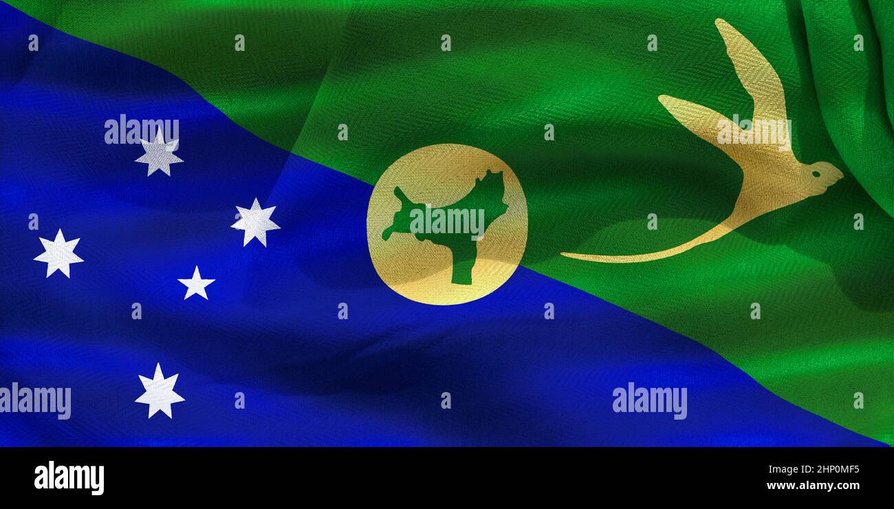 Christmas Island flag - realistic waving fabric flag Stock Photo - Alamy