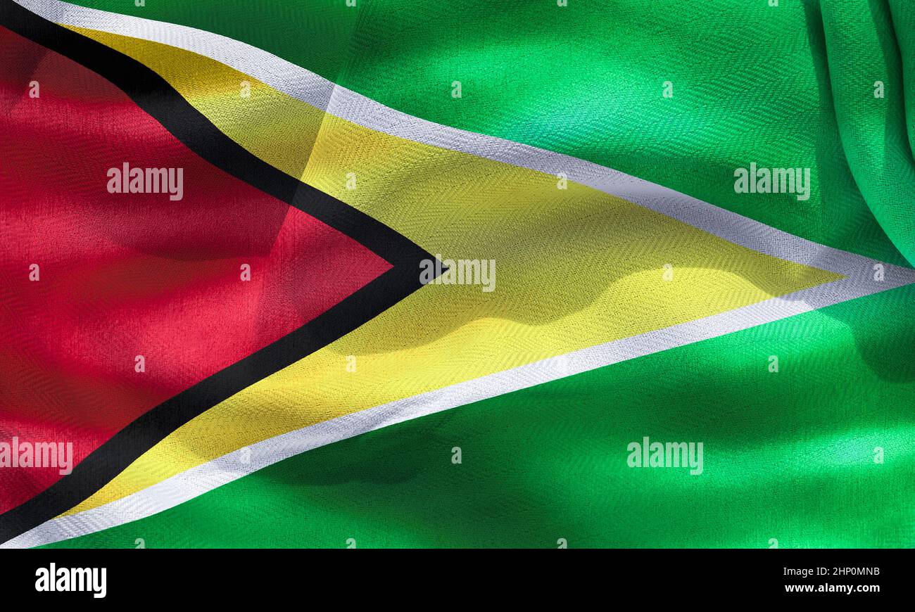 Guyana flag - realistic waving fabric flag Stock Photo - Alamy