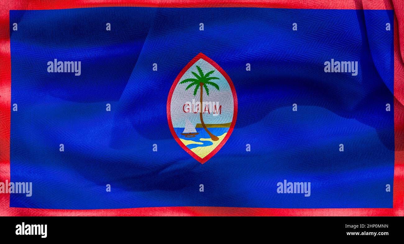 Guam flag - realistic waving fabric flag Stock Photo - Alamy