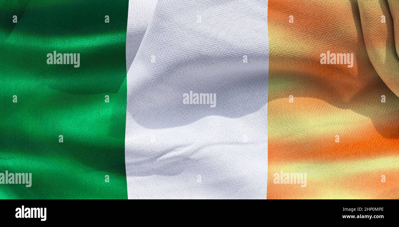 Ireland flag - realistic waving fabric flag Stock Photo - Alamy