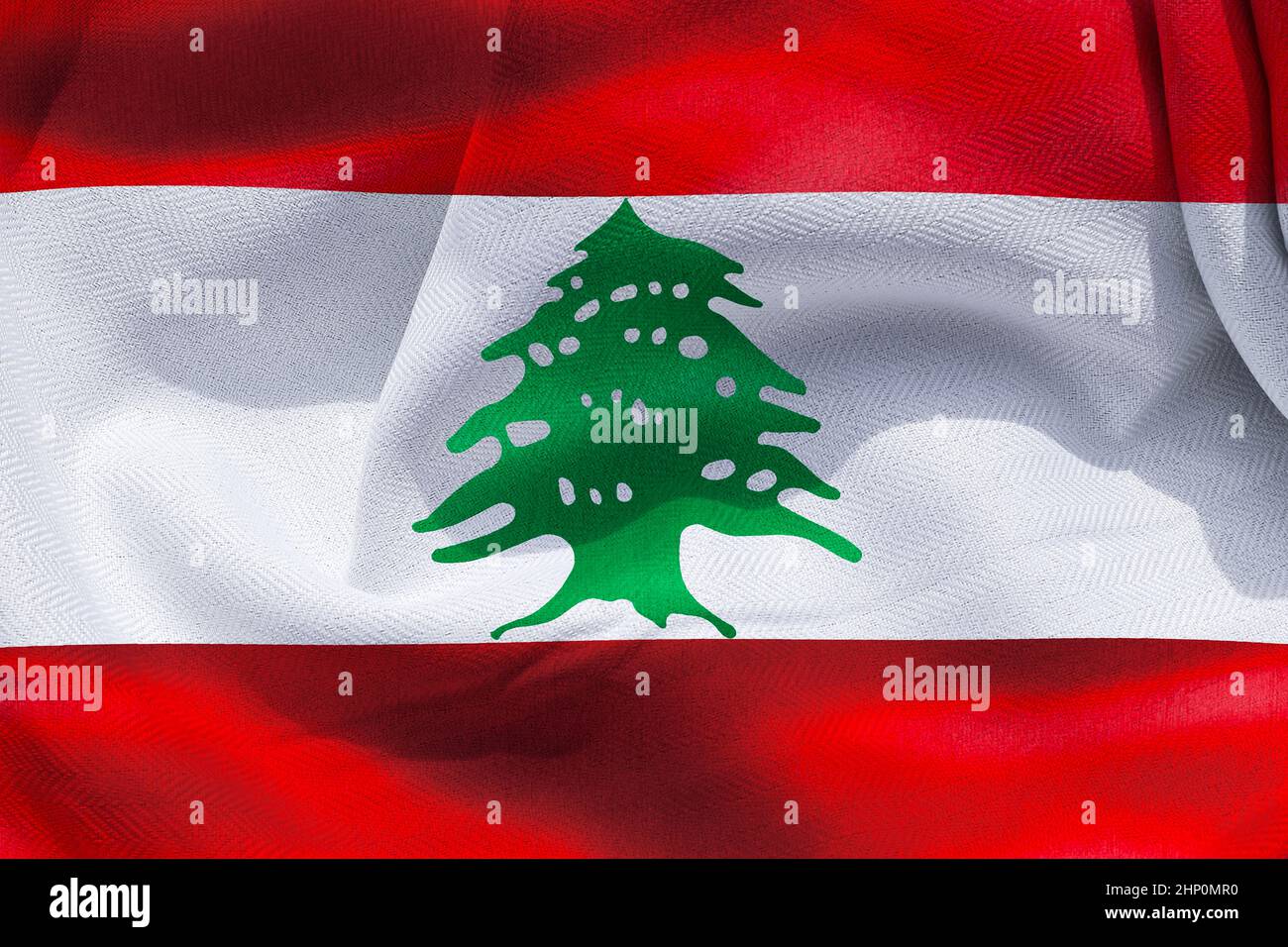 Lebanon flag - realistic waving fabric flag Stock Photo - Alamy