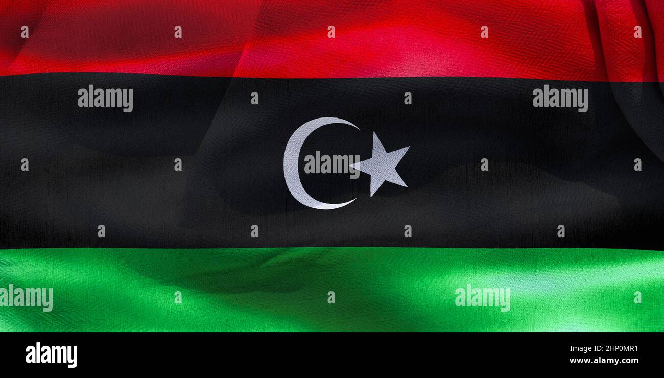 Libya flag - realistic waving fabric flag Stock Photo - Alamy
