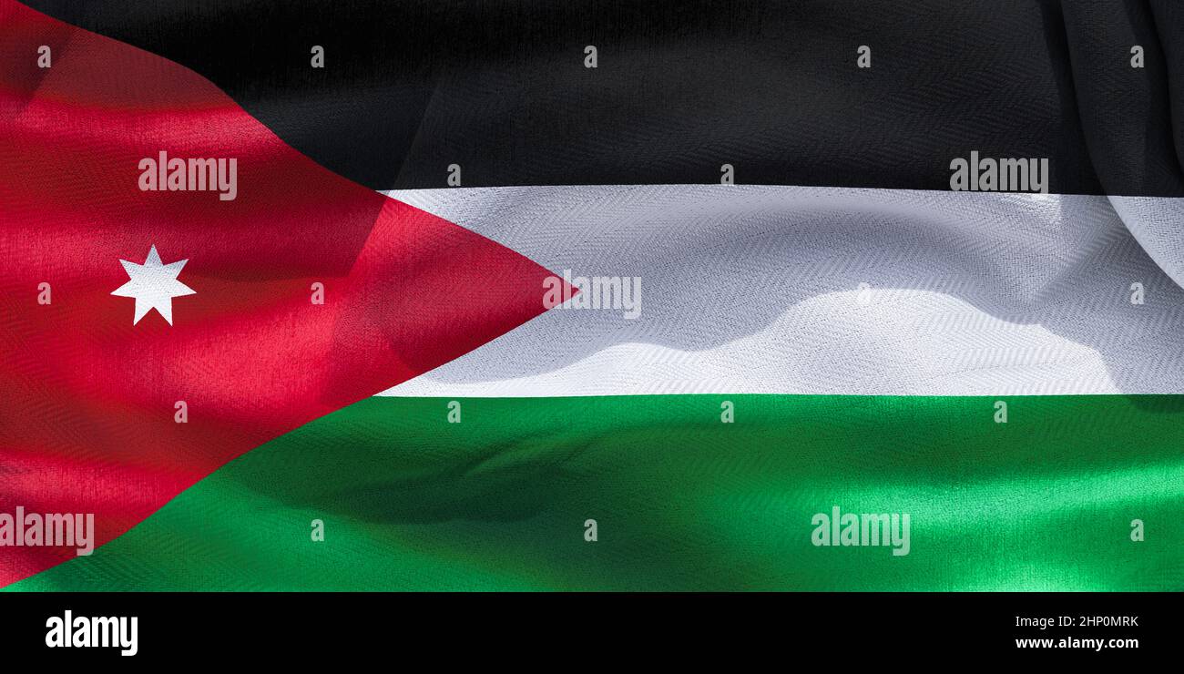 Jordan flag - realistic waving fabric flag Stock Photo - Alamy