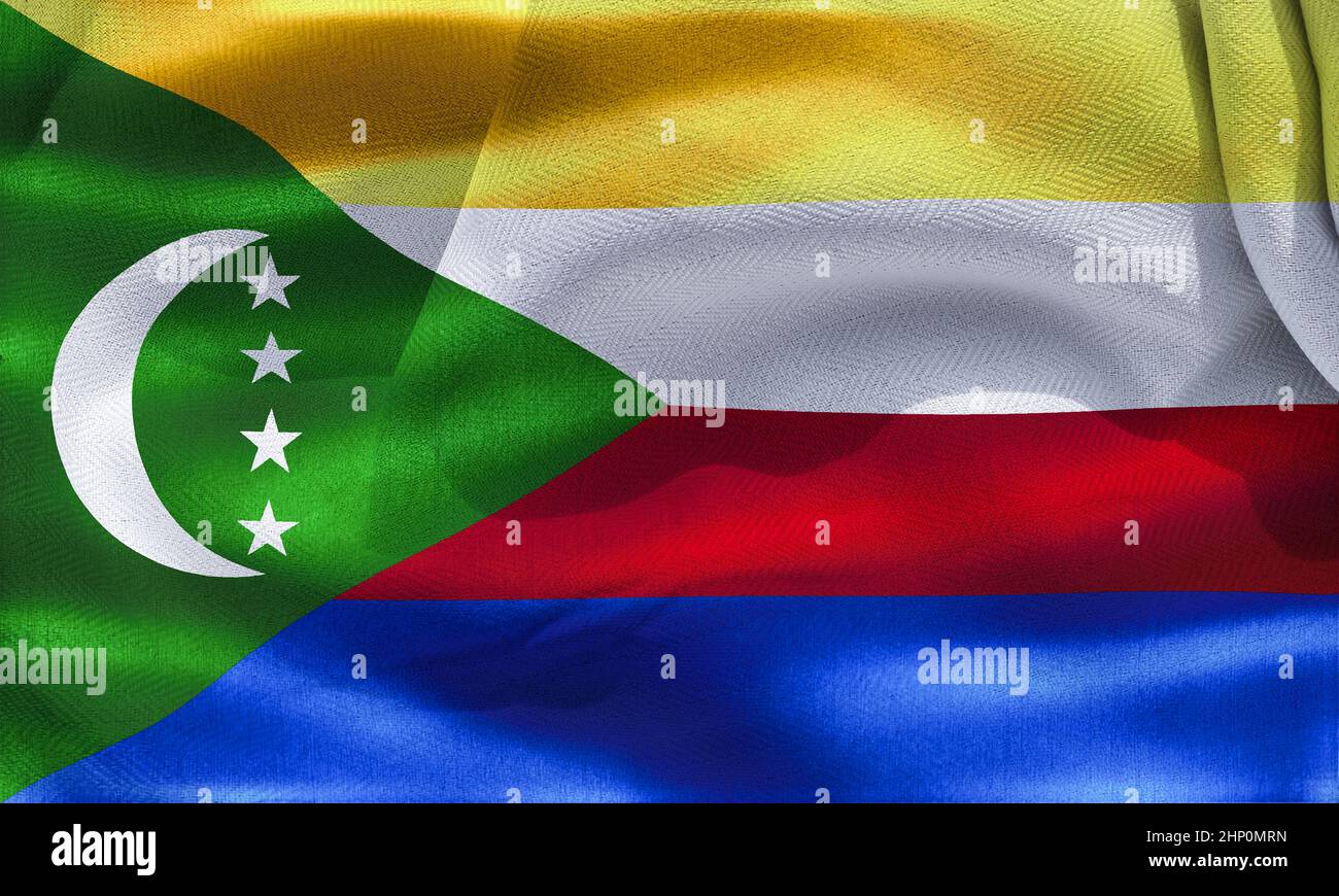 Comoros flag - realistic waving fabric flag Stock Photo - Alamy