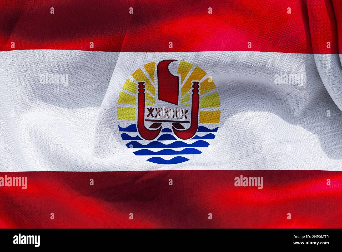 French Polynesia flag - realistic waving fabric flag Stock Photo - Alamy