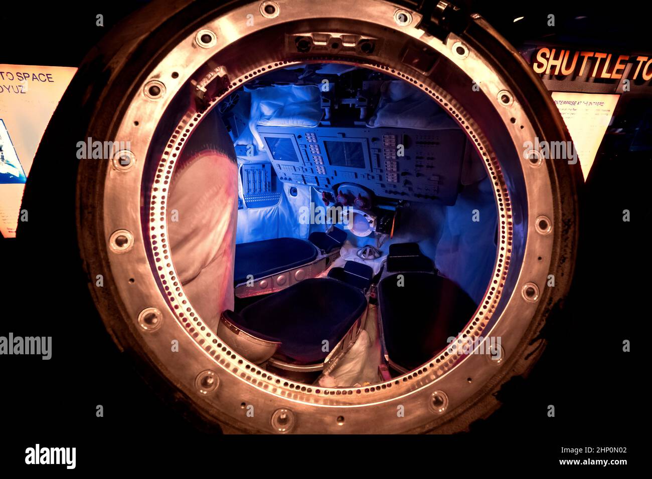 Interior view of the Russian Soyuz TMA spacecraft with it's 3 cosmonaut ...