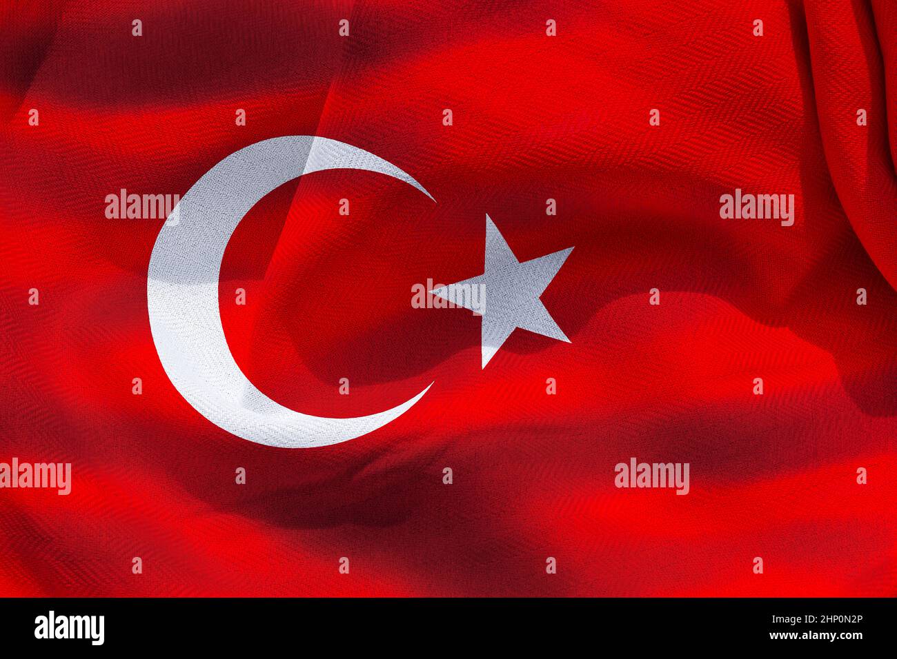 3D-Illustration of a Turkey flag - realistic waving fabric flag Stock ...