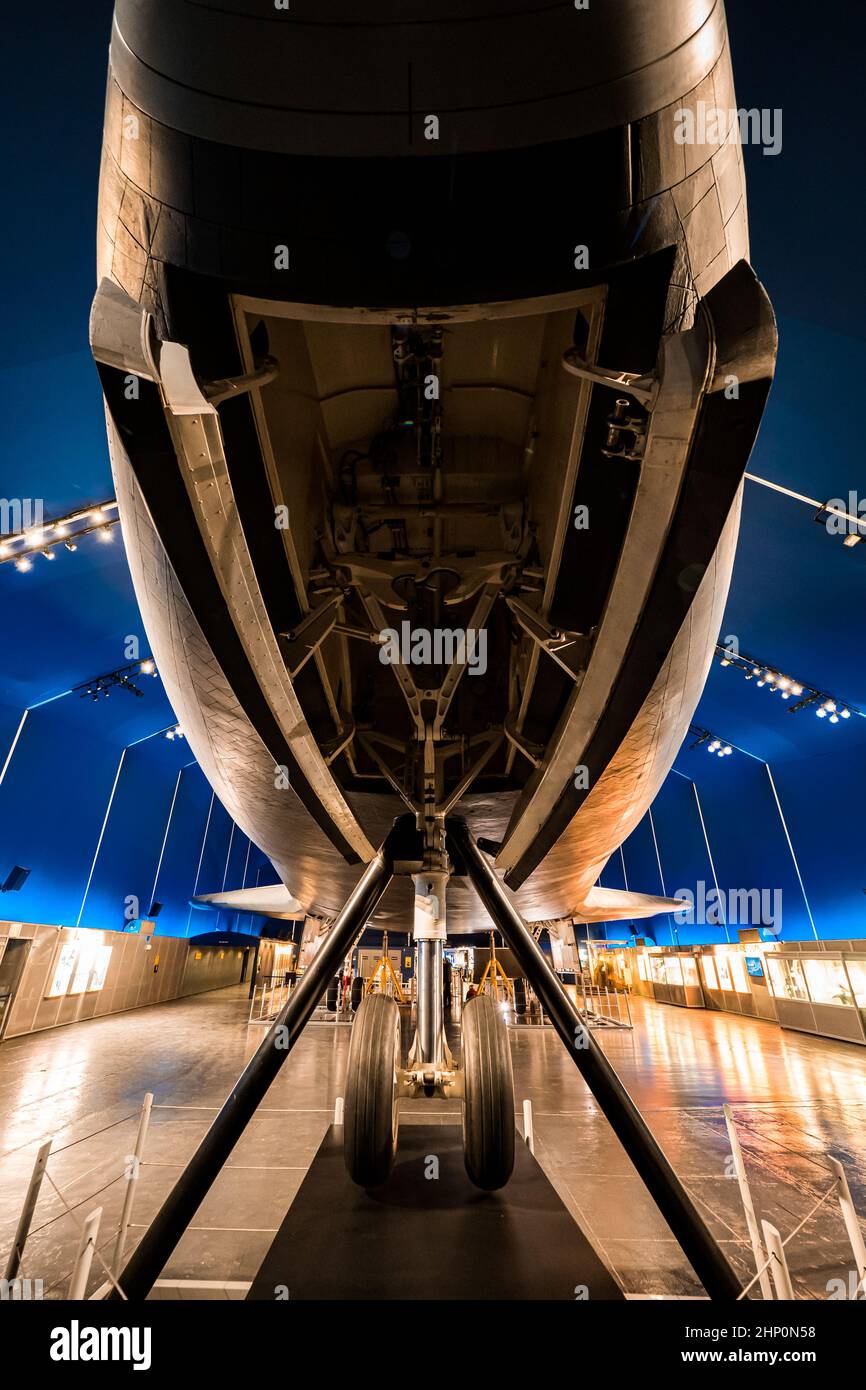 Low angle front view of Space Shuttle Enterprise at the Shuttle ...