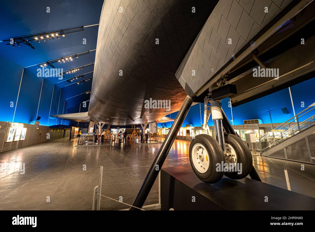 Low angle view of Space Shuttle Enterprise at the Shuttle Pavilion ...