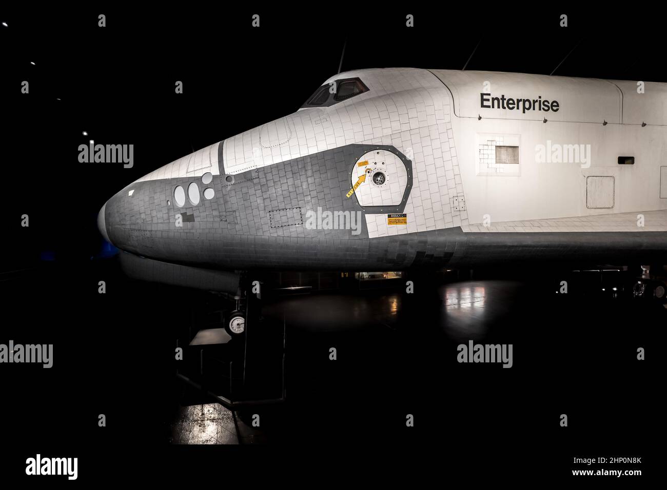 Side view of Space Shuttle Enterprise at the Shuttle Pavilion onboard ...