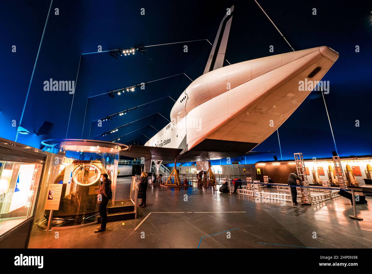 Rear view of Space Shuttle Enterprise with tail cone onboard of the USS ...