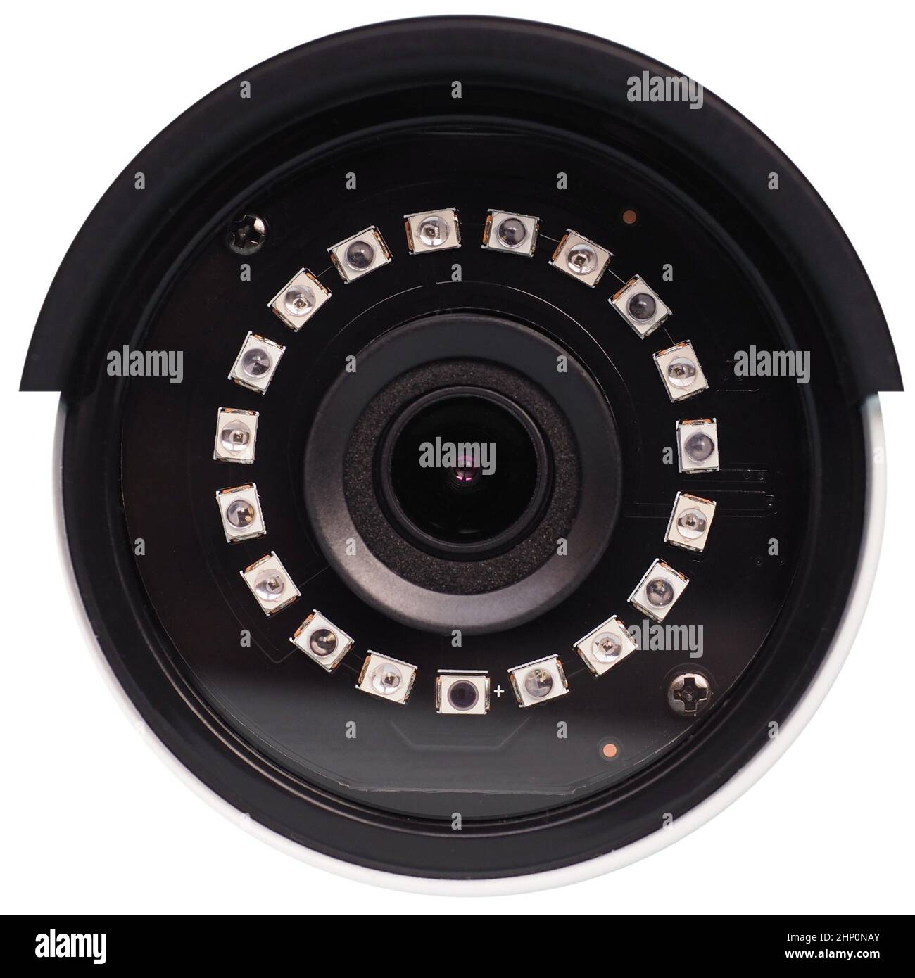 closed circuit TV surveillance video camera isolated over white ...