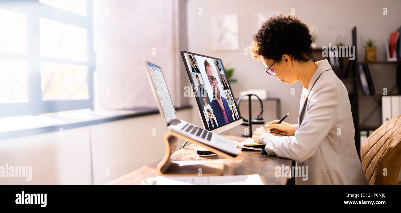 Online Virtual Training Video Conference Webinar Meeting Stock Photo ...