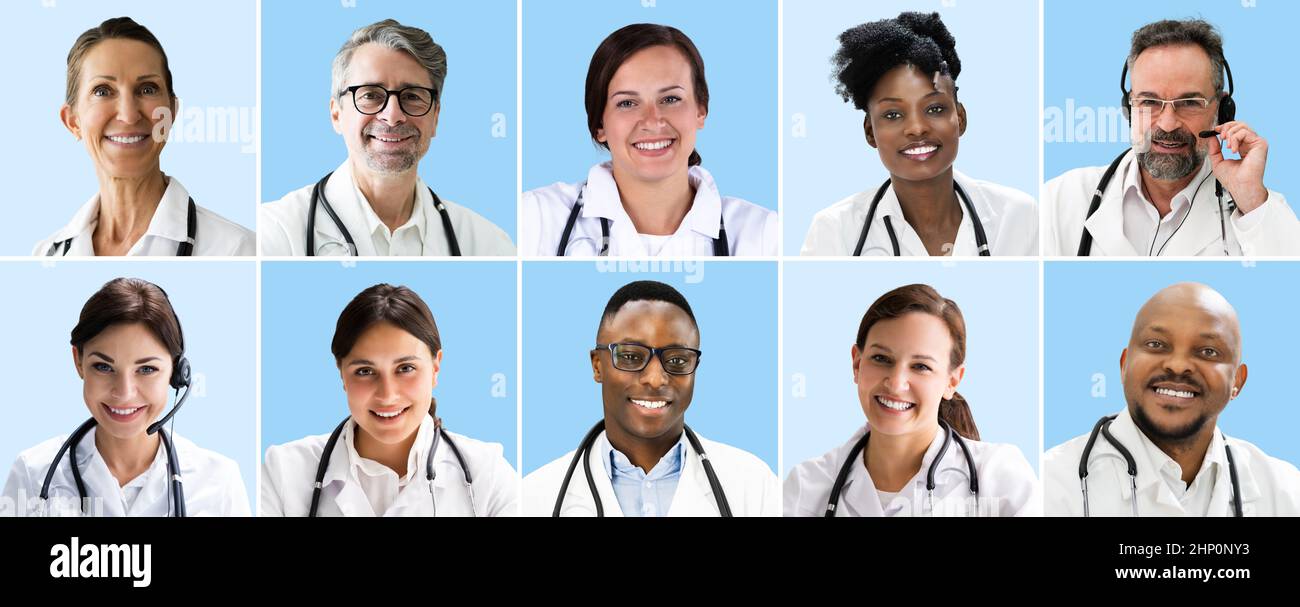 Diverse Doctor Faces Photo Collage. Multiethnic Group Stock Photo - Alamy