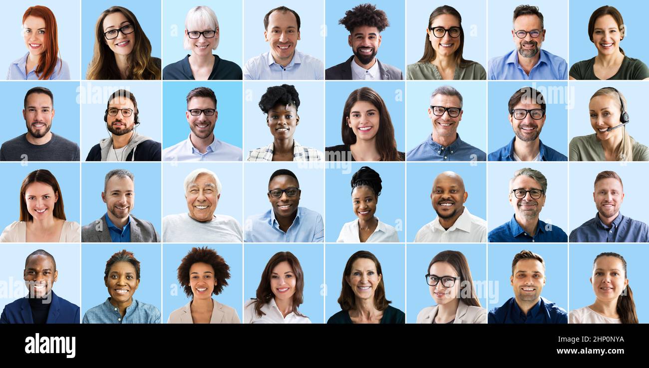 Diverse Social Group Face Collage And People Portraits Stock Photo - Alamy