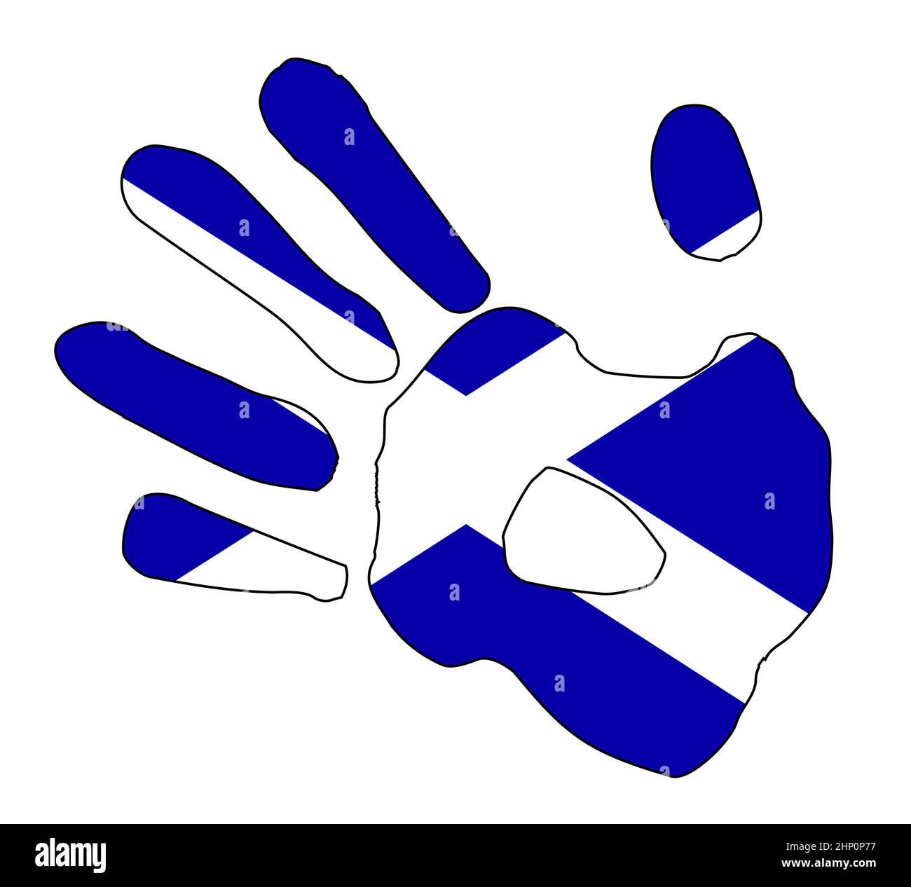 Hand Print Silhouette abstract drawing set over a drawing of the ...