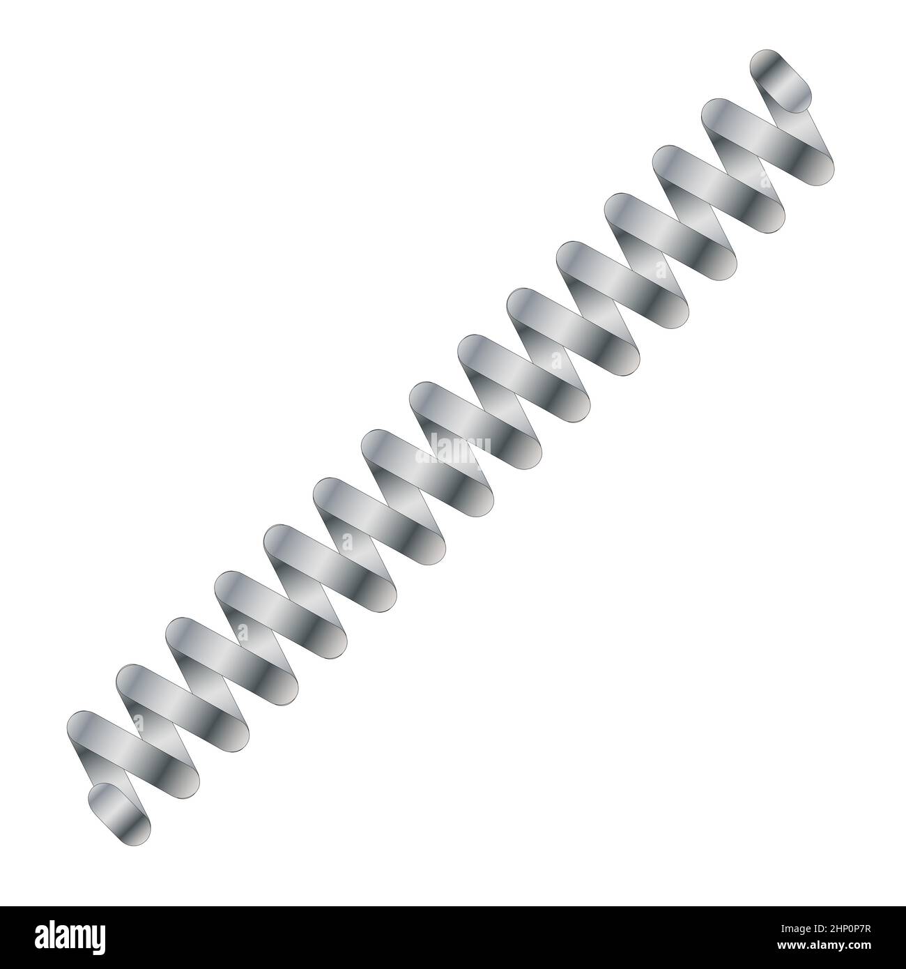 A steel high tension coil spring set over a white background Stock ...