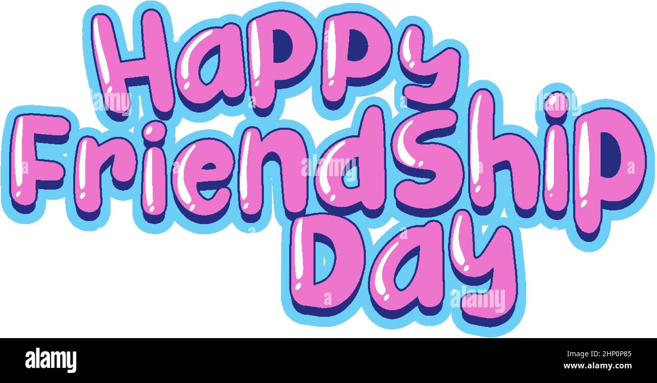 Happy Friendship Day word logo on white background illustration Stock ...