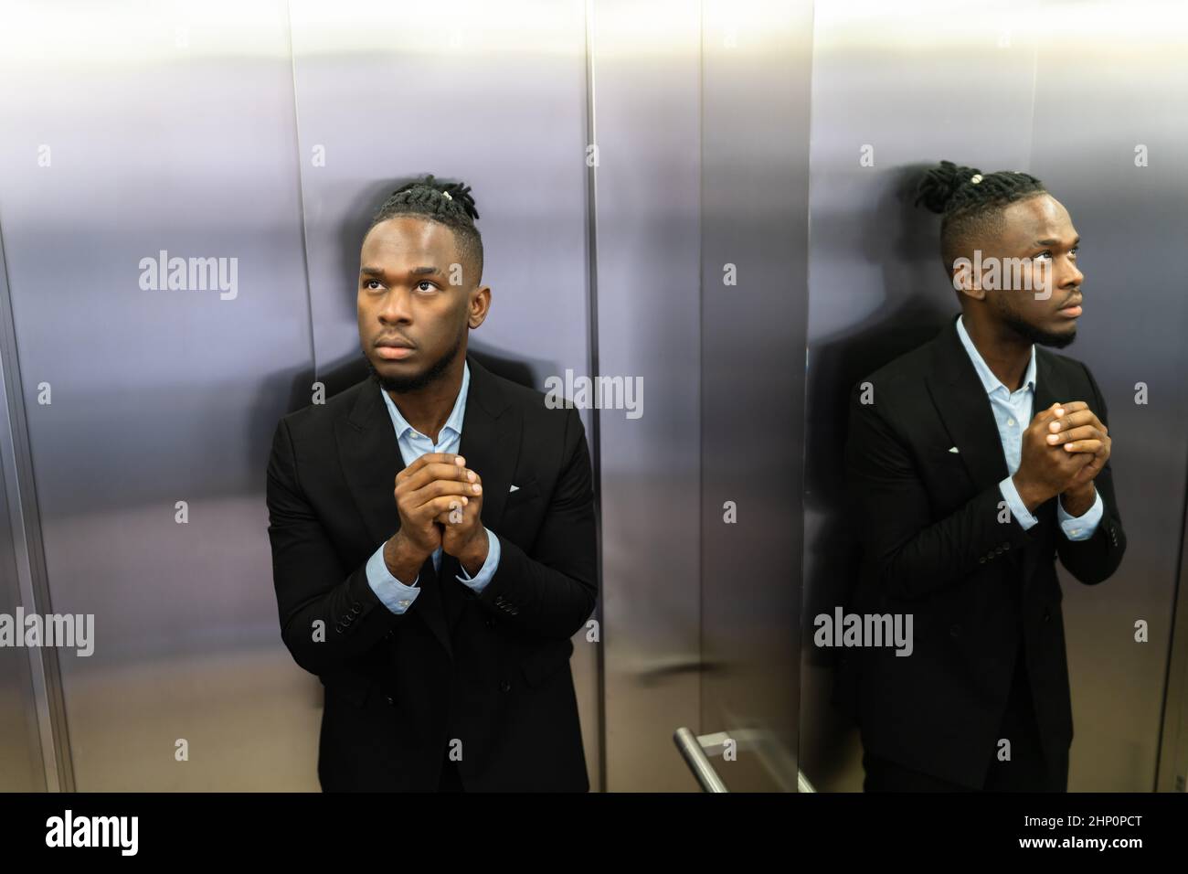 Trapped Or Stuck Inside Elevator. Fear And Agoraphobia Stock Photo - Alamy