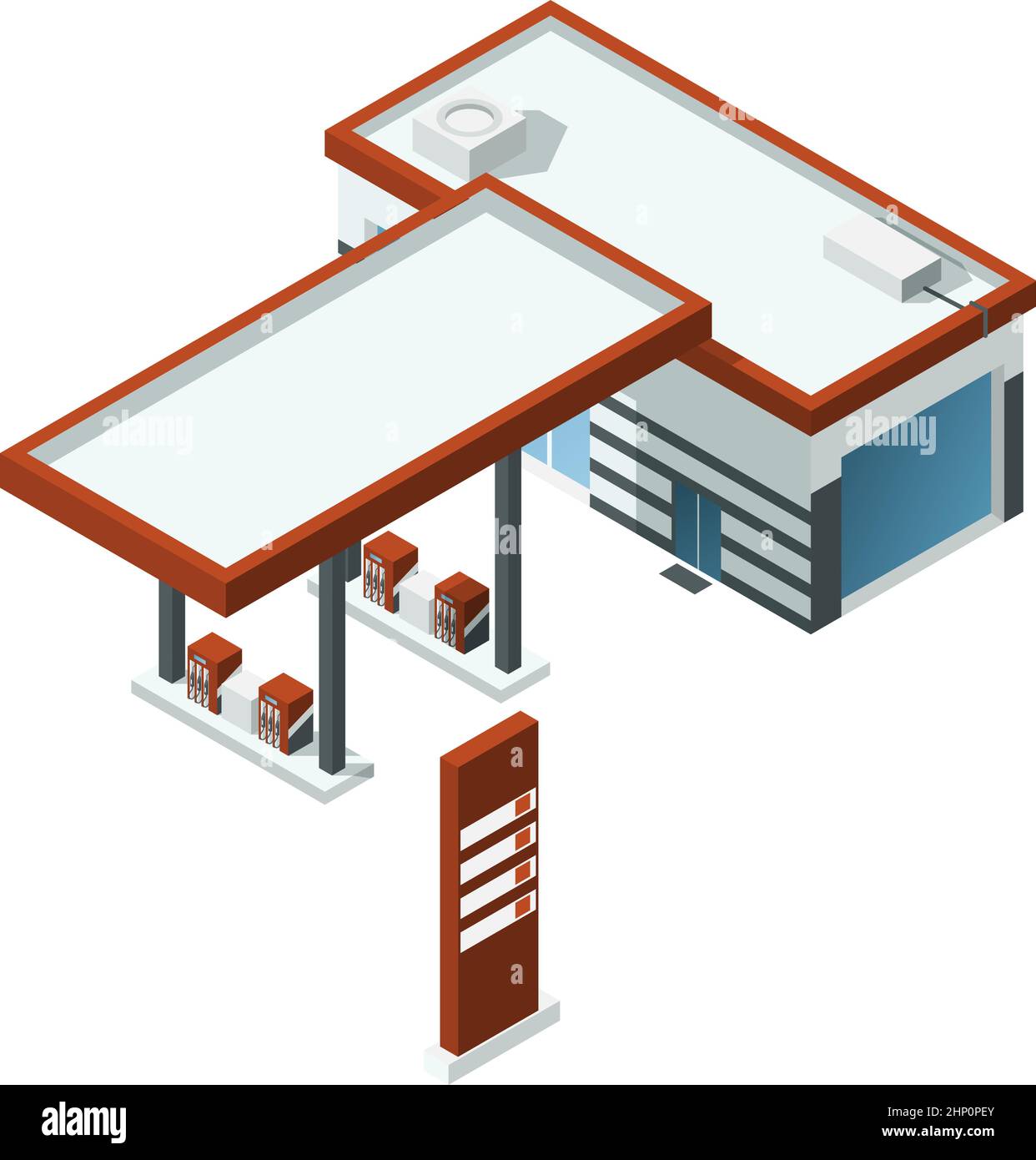 Gas station isometric building. Car fuel refill Stock Vector Image ...