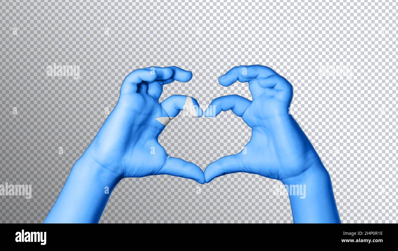 Somalia flag color, hands show symbol of heart and love, clipping path ...