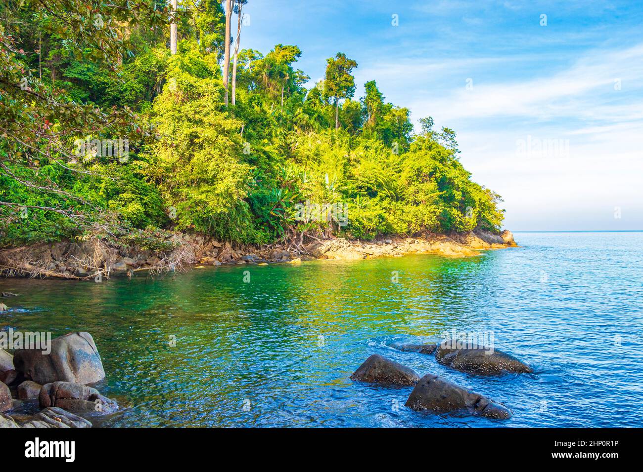 Beautiful amazing coast line and beach landscape panorama view of the Lam ru Lamru Nationalpark ...