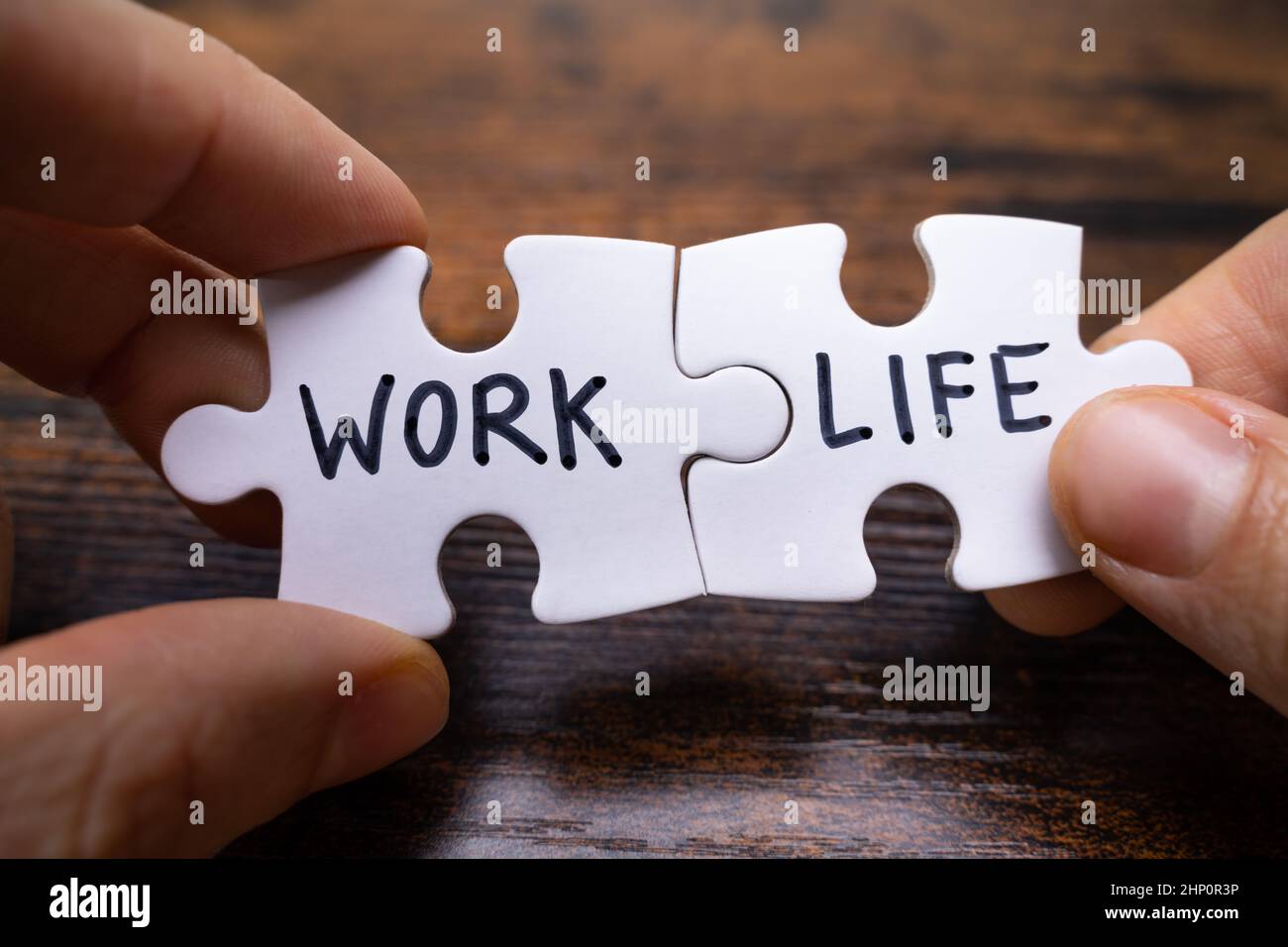 Joining Work Life Words. Business Career Equilibrium Stock Photo - Alamy