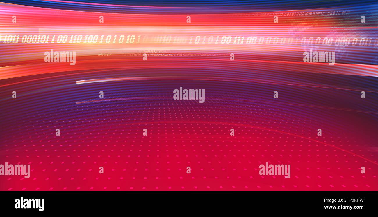 Abstract high tech stage background, floating digital numbers on wall ...