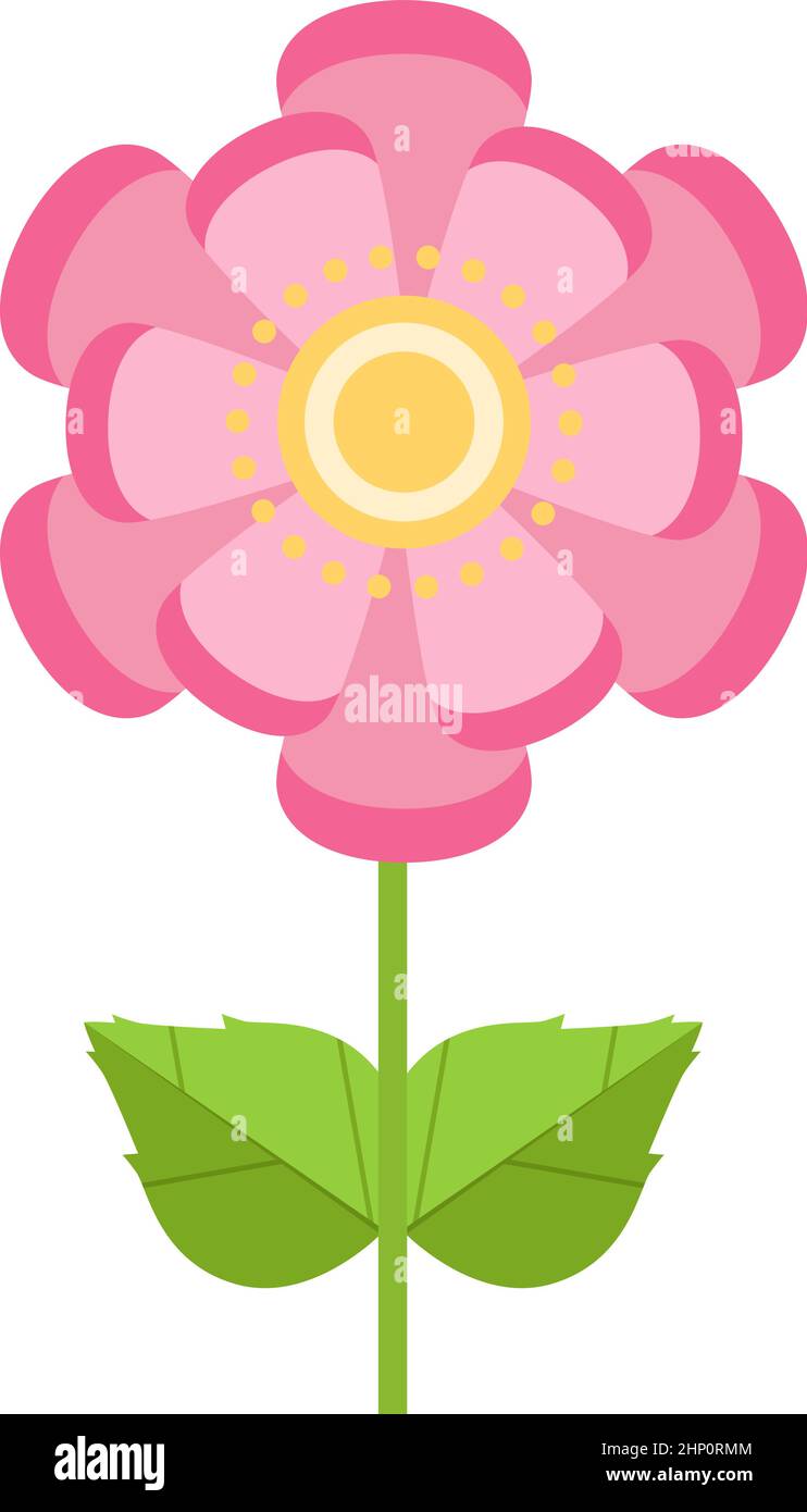 Pink garden flower in cute childish drawing style Stock Vector Image ...