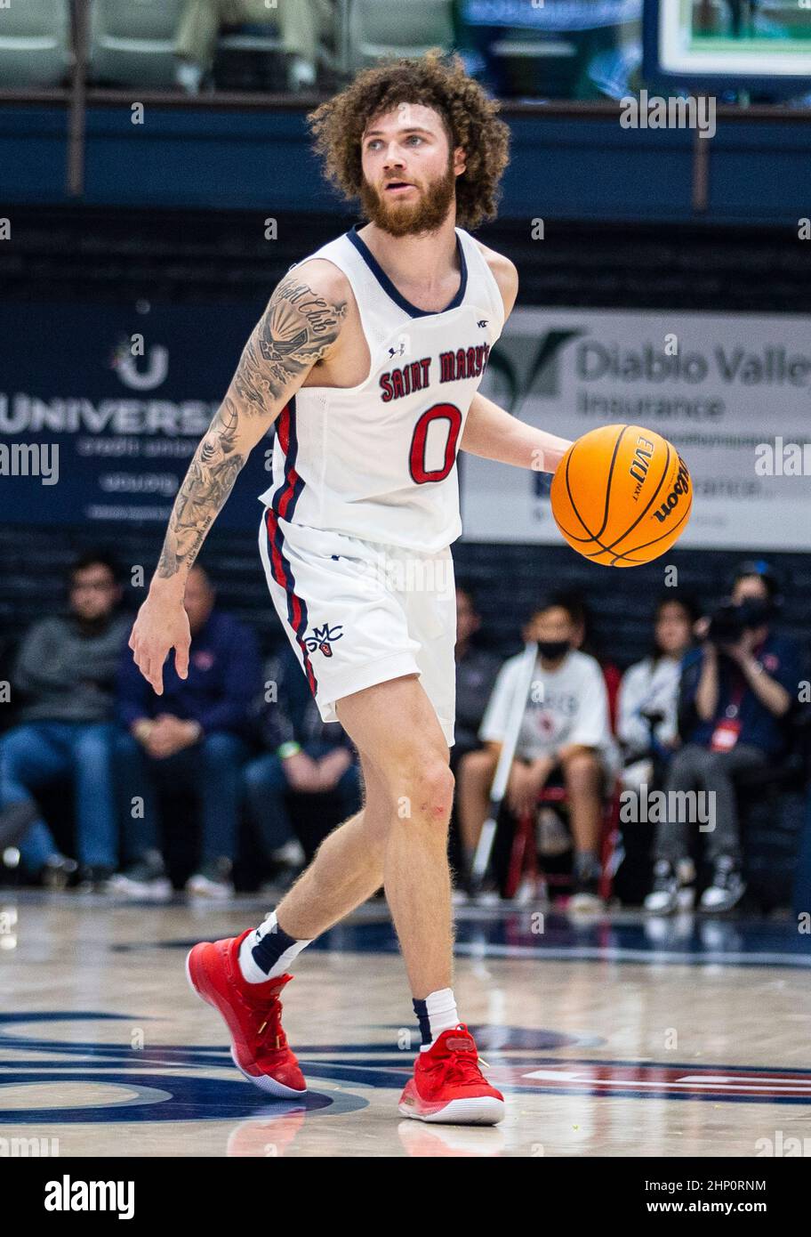 February 17 2022 Moraga CA, U.S.A. St. Mary's guard Logan Johnson (0 ...