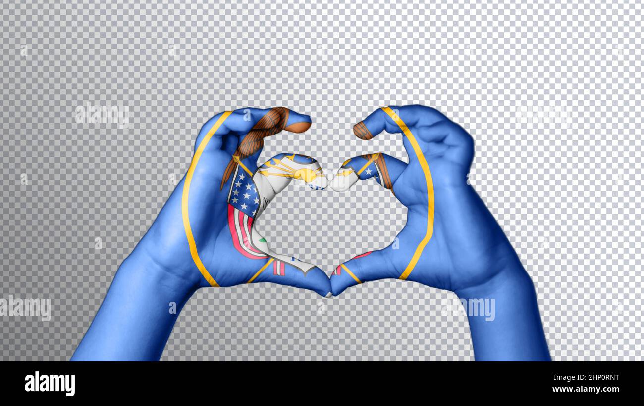 Utah flag color, hands show symbol of heart and love, clipping path ...