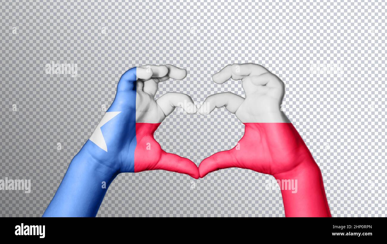 Texas flag color, hands show symbol of heart and love, clipping path ...