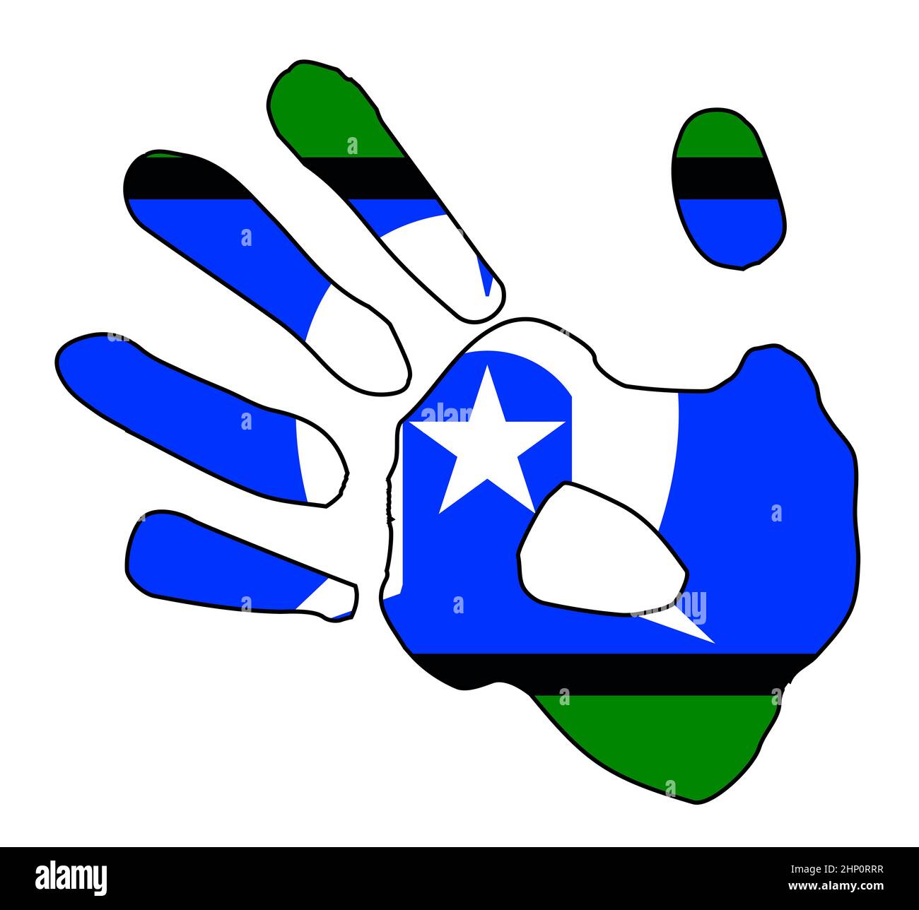 Hand Print Silhouette abstract drawing set over a drawing of the Torres ...