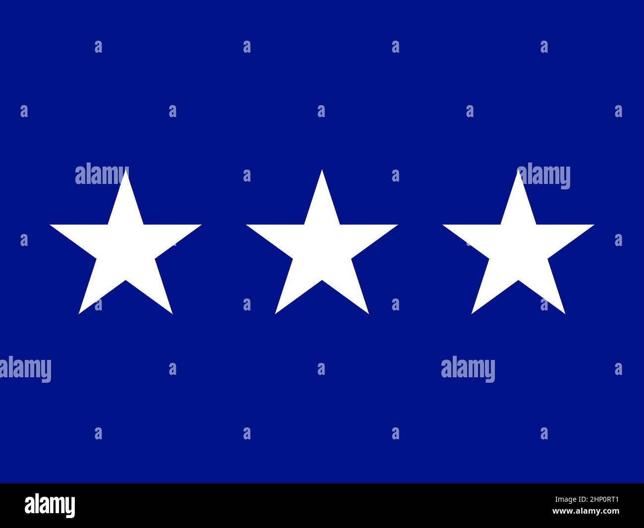 The flag of a USA airforce Lieutenant General of a tri of white stars ...