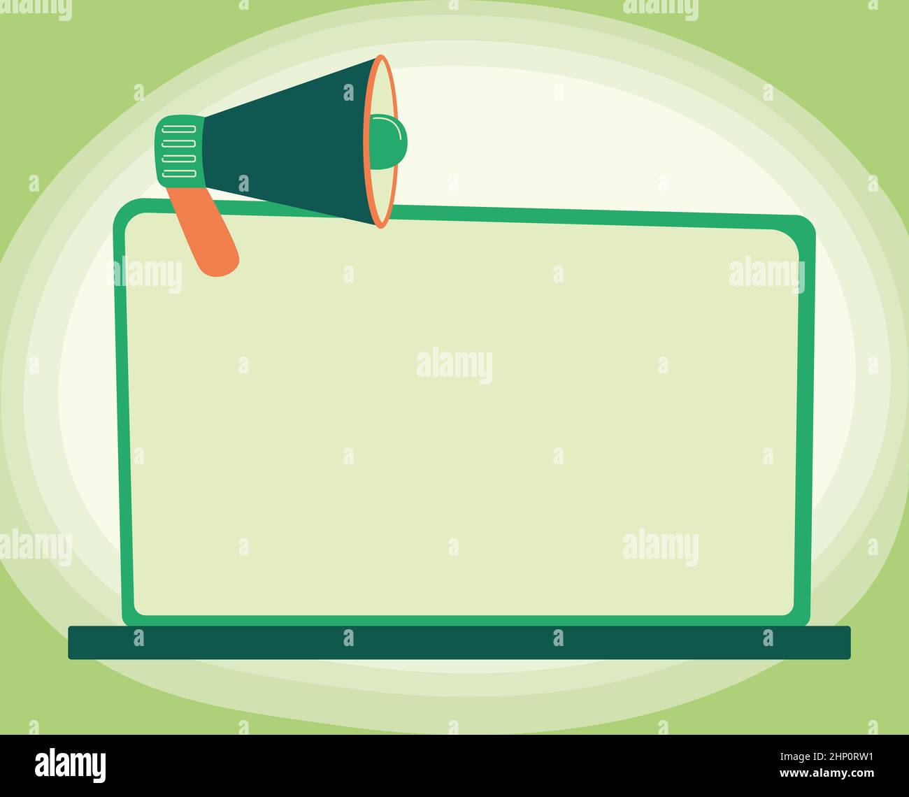 Illustration Of Megaphone On Blank Monitor Making Announcements Stock ...